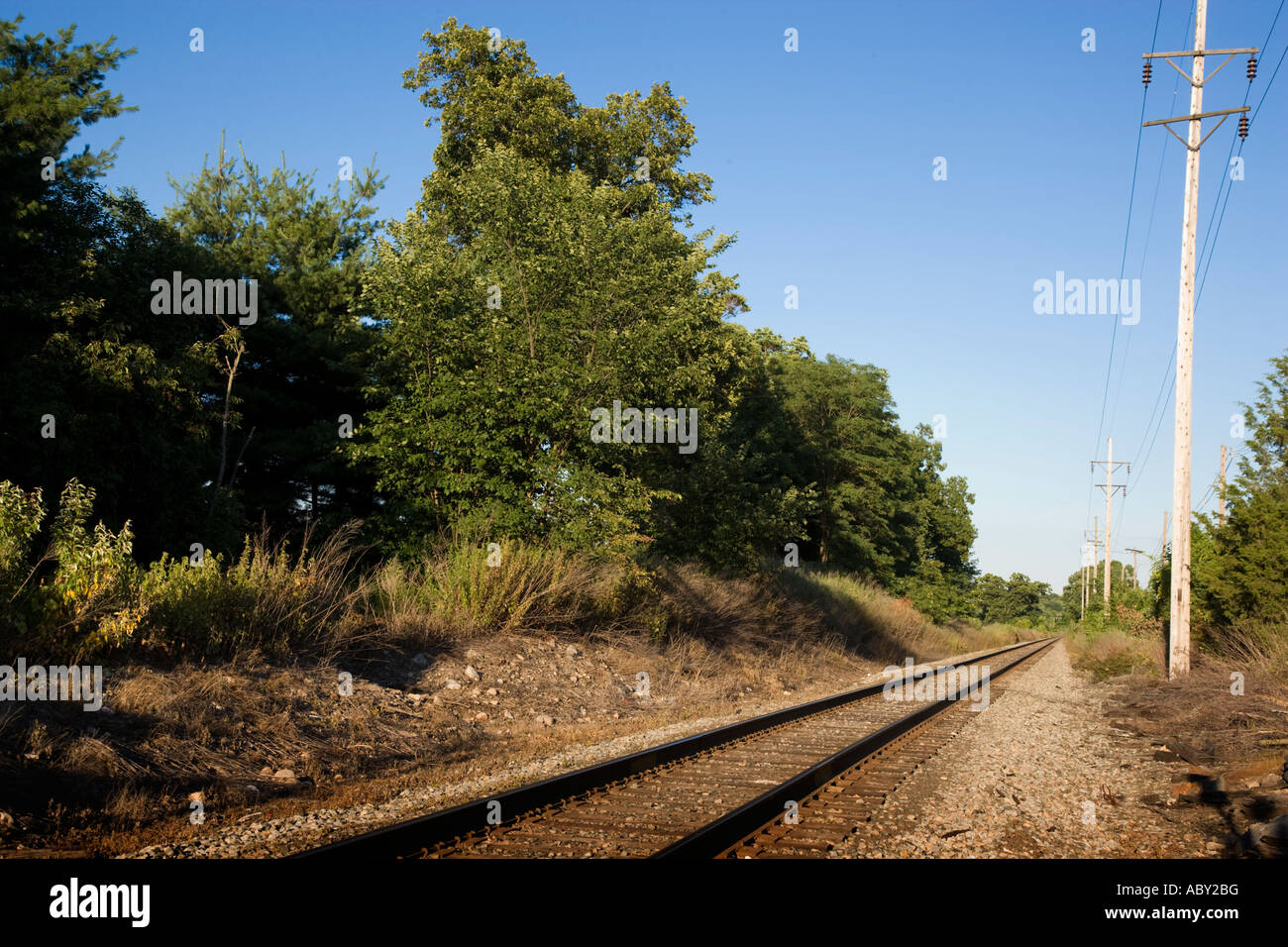 Train tracks in a rural area Stock Photo - Alamy