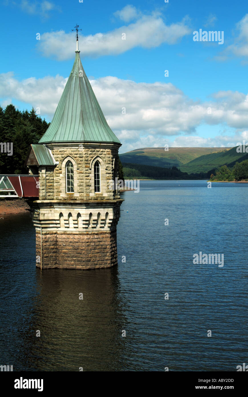 Draw off valve tower Welsh Waters Pontsticill Reservoir in the Brecon ...