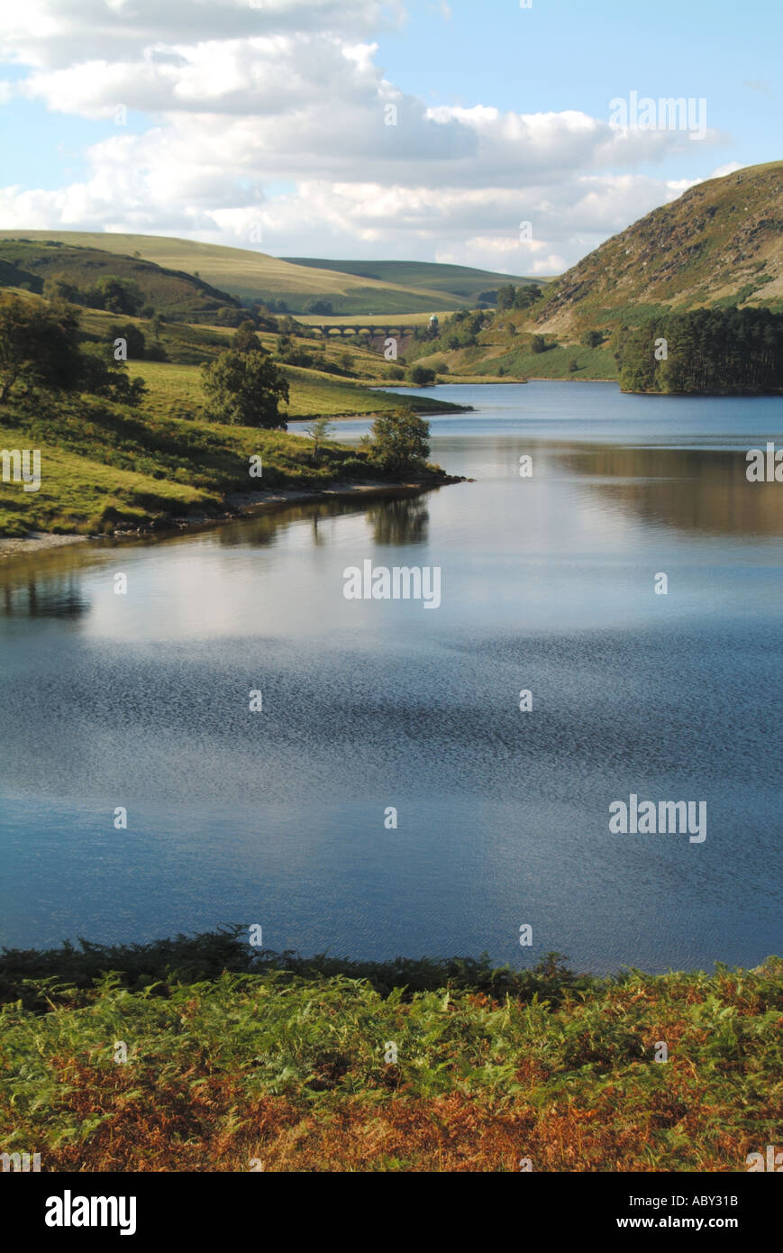 Landscape at man made Pen y Garreg lake & reservoir part of Elan Valley ...