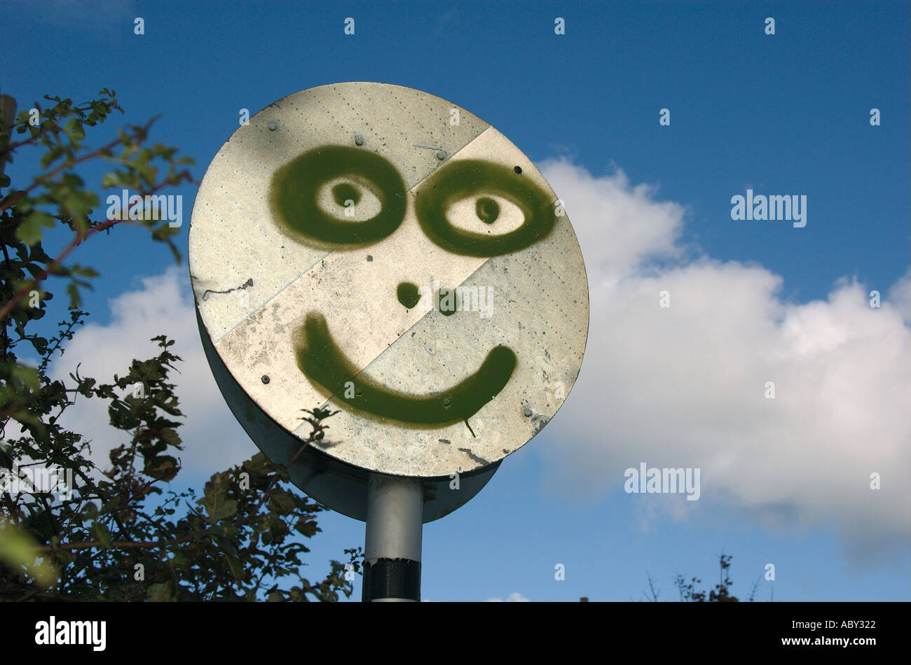 National speed limit sign converted to a smiley face Llanddona Anglesey ...