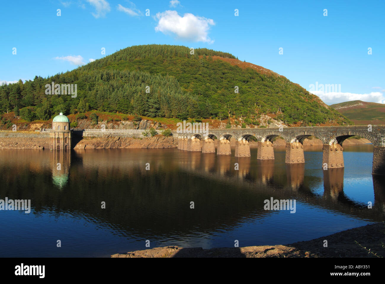 Foel Tower aqueduct start & stone arches for road bridge on top of ...