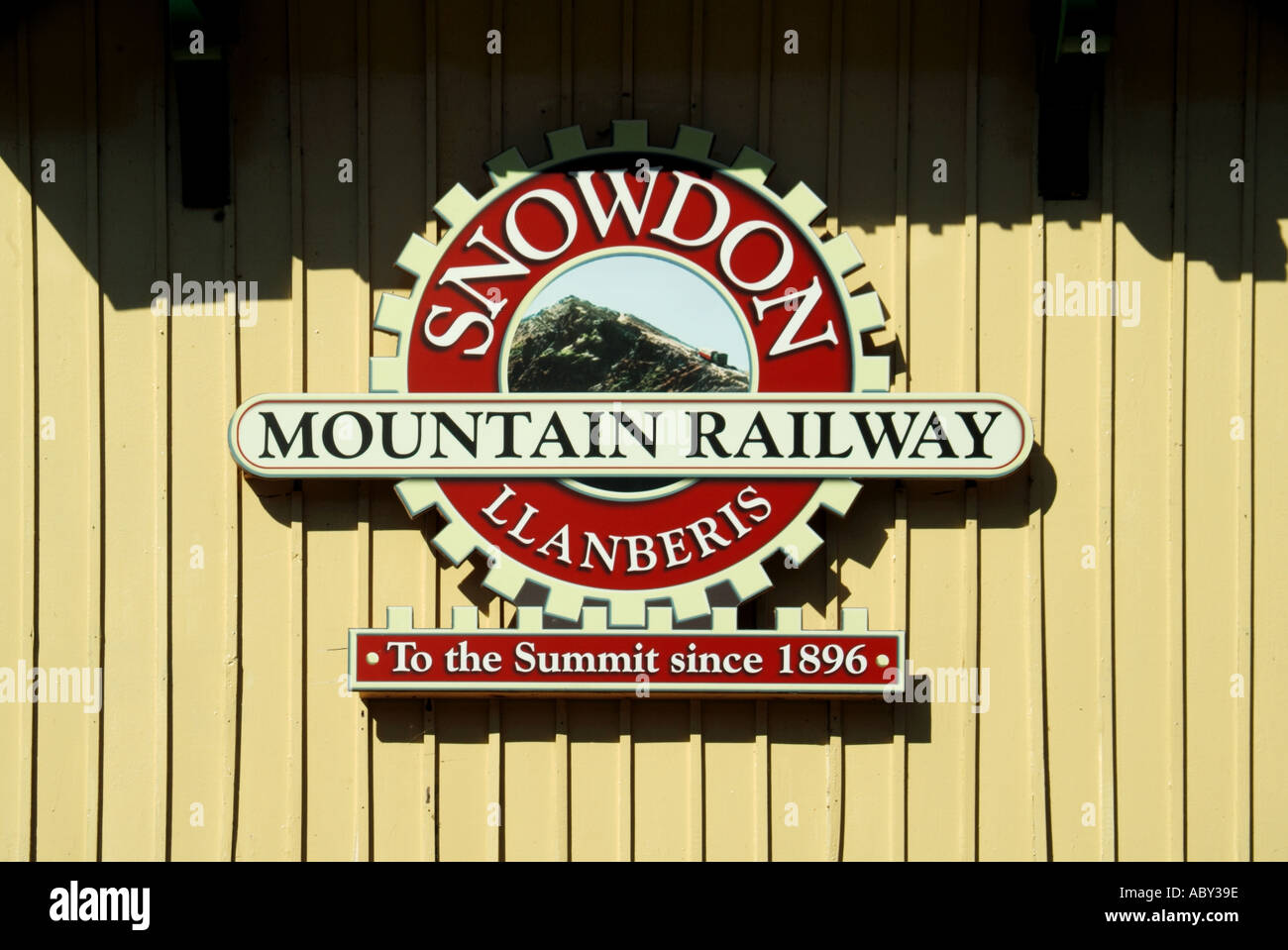 Llanberis Snowdon mountain railway terminus buildings sign Stock Photo ...