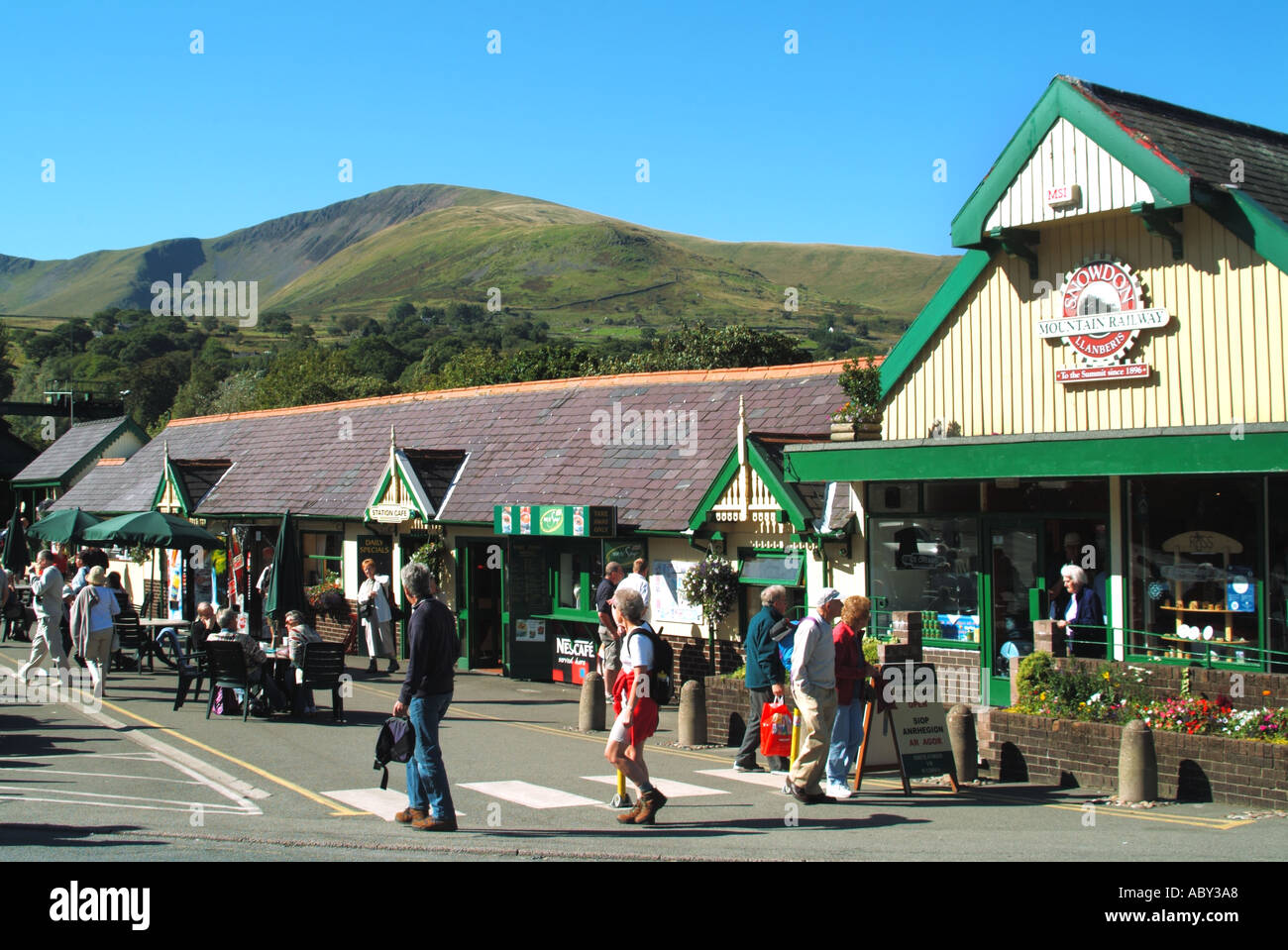 Llanberis Snowdon mountain railway terminus buildings including shop ...