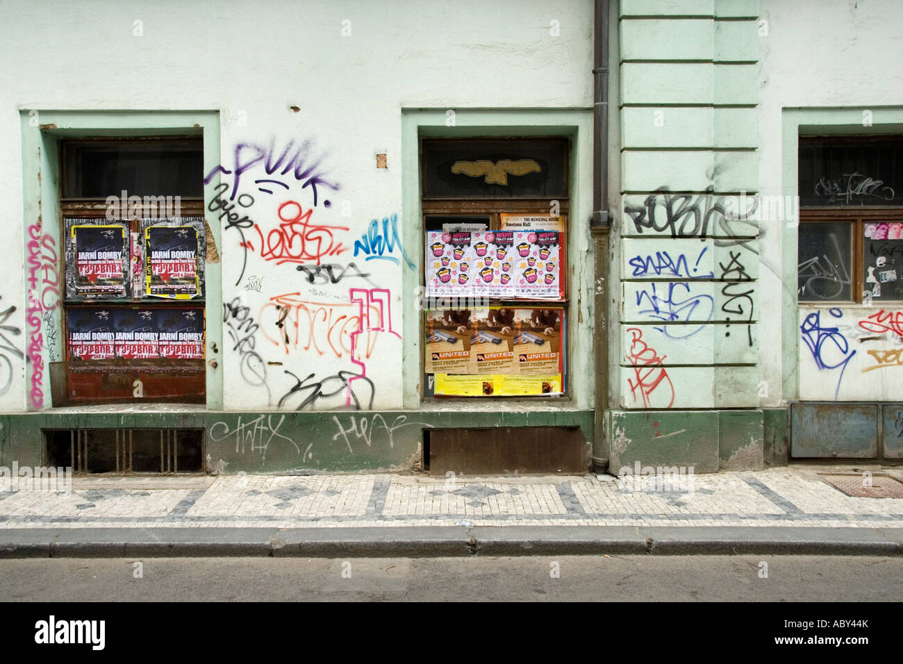 Building with graffiti, Prague, Czech Republic Stock Photo - Alamy