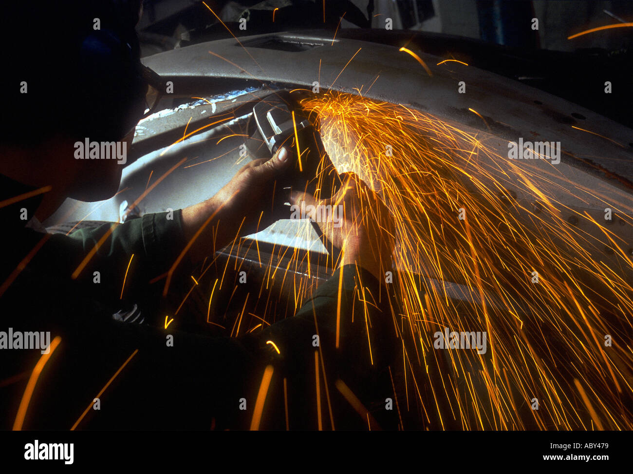 Jaguar bodywork restoration and renovating Stock Photo - Alamy