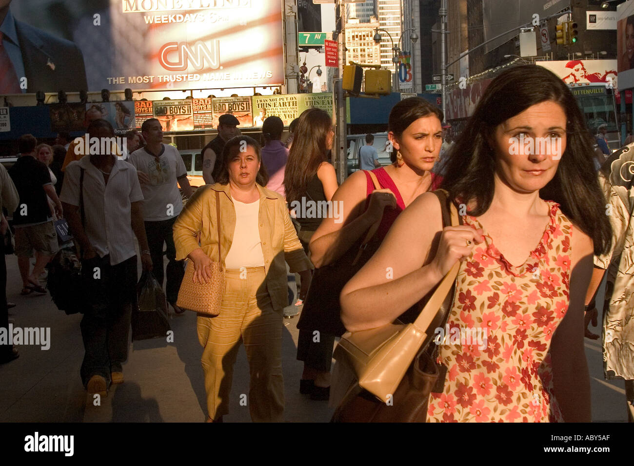 Rush hour at 42nd Street and 8th Avenue in Times Square New York City ...