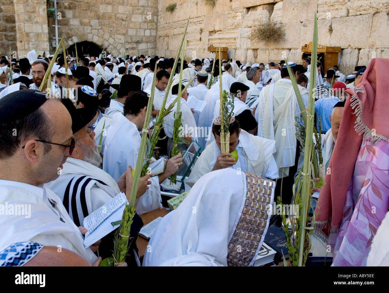 Israel Jerusalem Old City western Wall crowd of jews praying with their ...