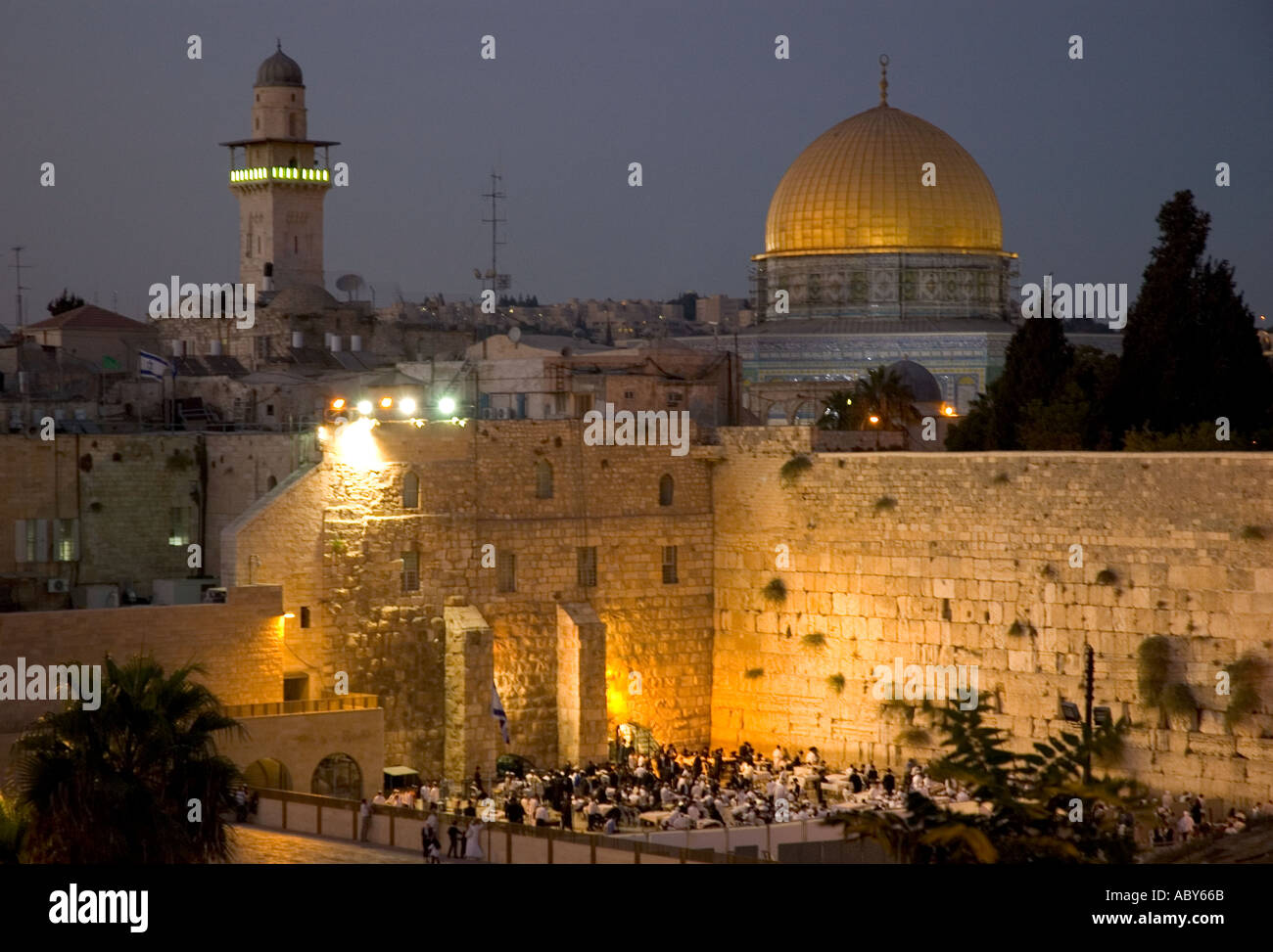 Israel Jerusalem Old City Western Wall elevated view onto Western wall ...