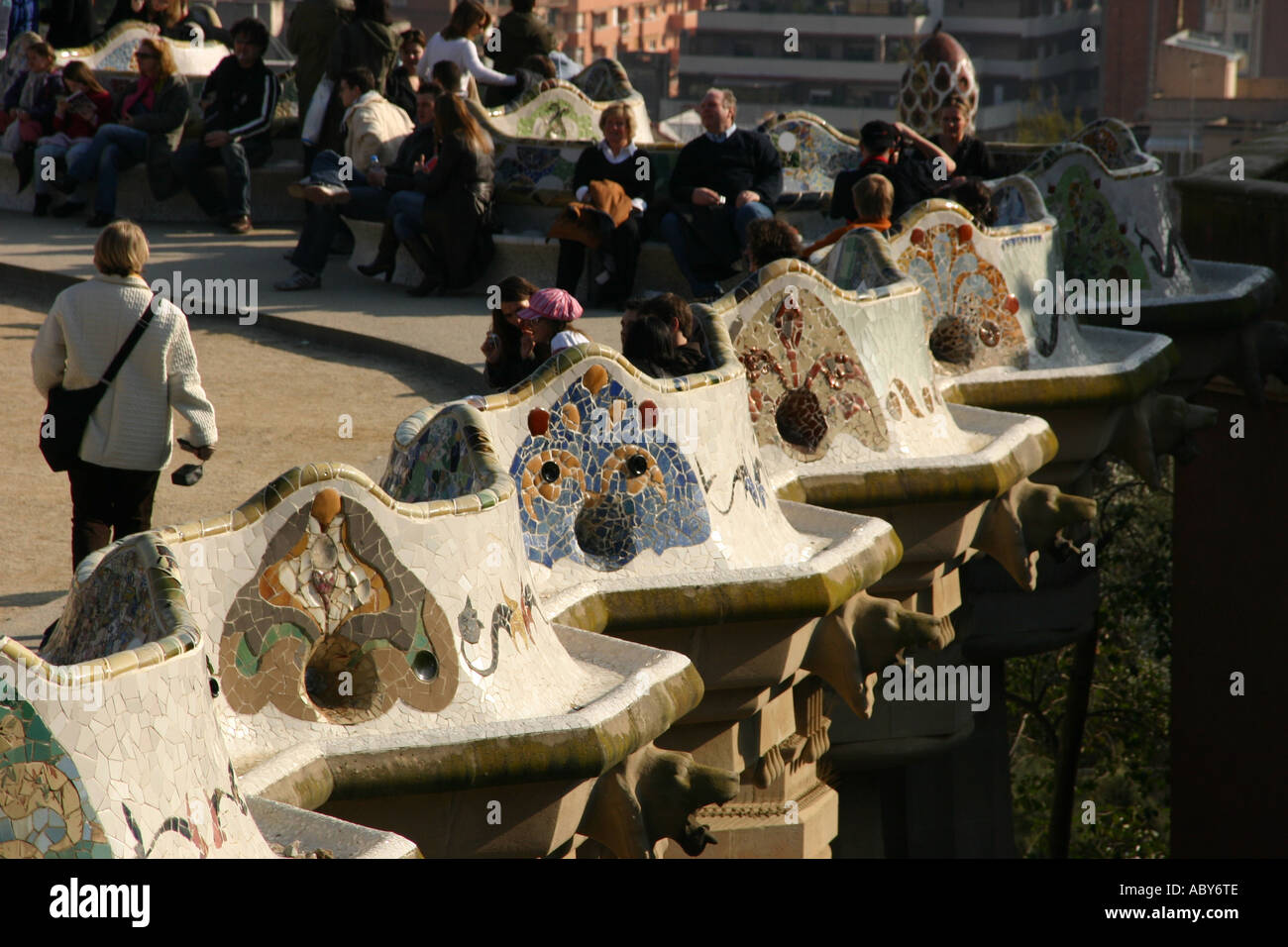 Gaudi Wave Bench Parc Guell Barcelona Stock Photo - Alamy
