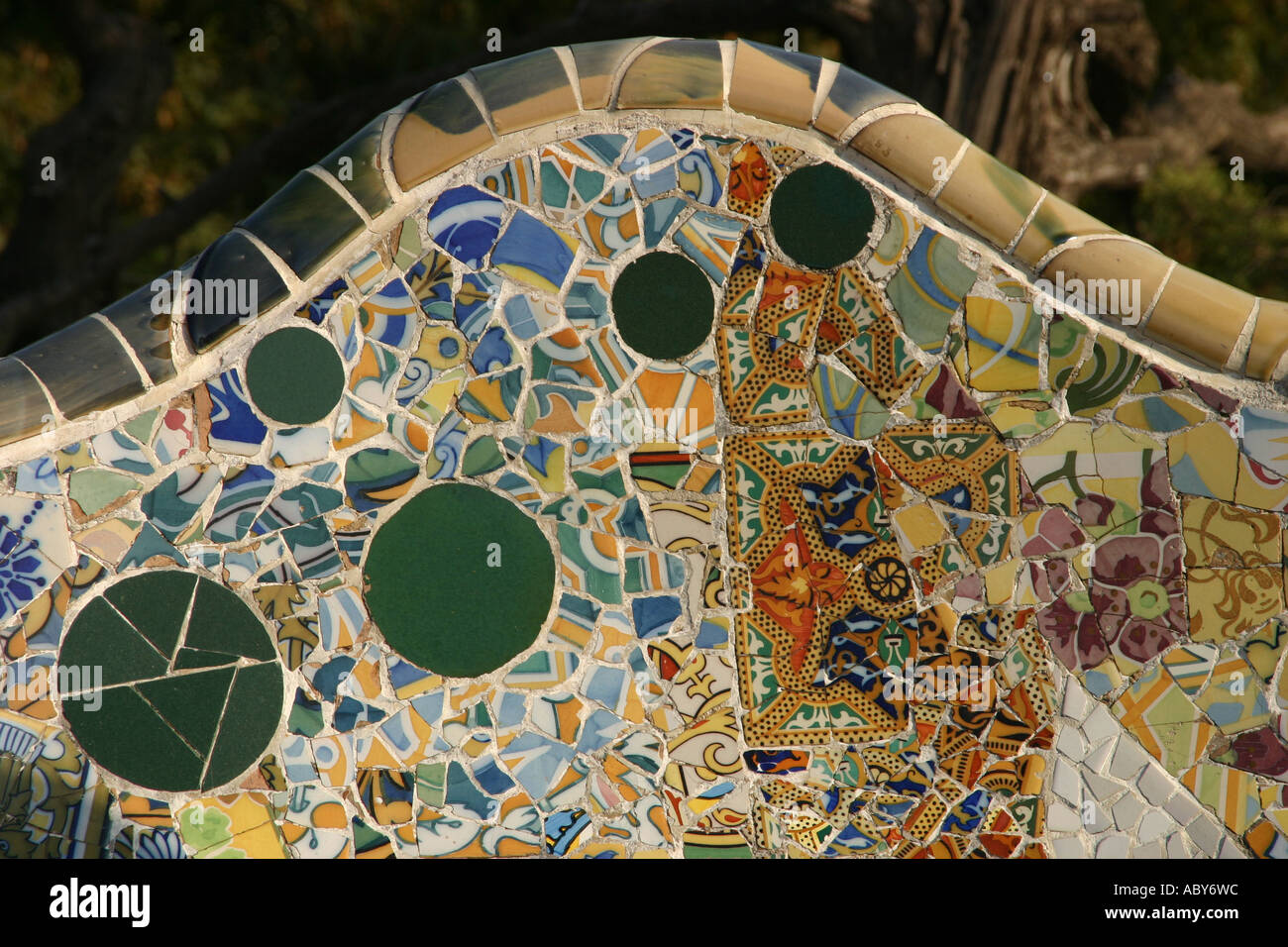 Closeup Gaudi Wave Bench Parc Guell Barcelona Stock Photo - Alamy