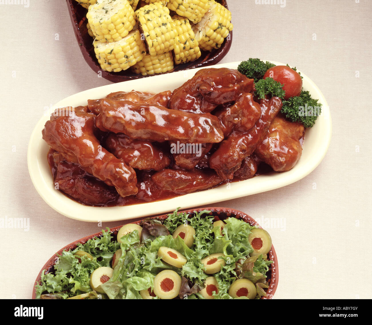 turkey wings vegetables corn on cob Stock Photo - Alamy