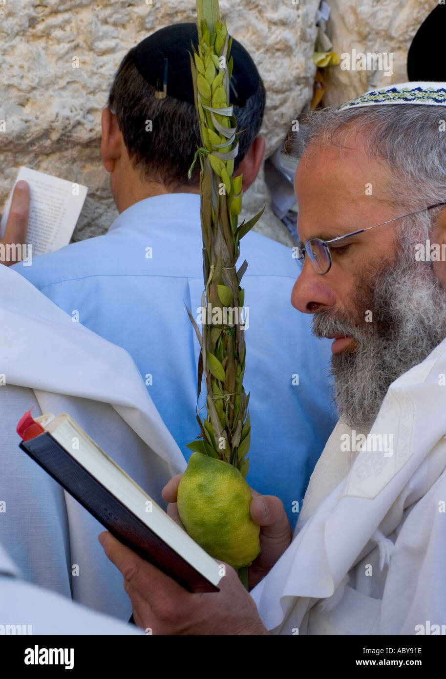 Israel Jerusalem Old City Western Wall portrait of a jew standing near ...