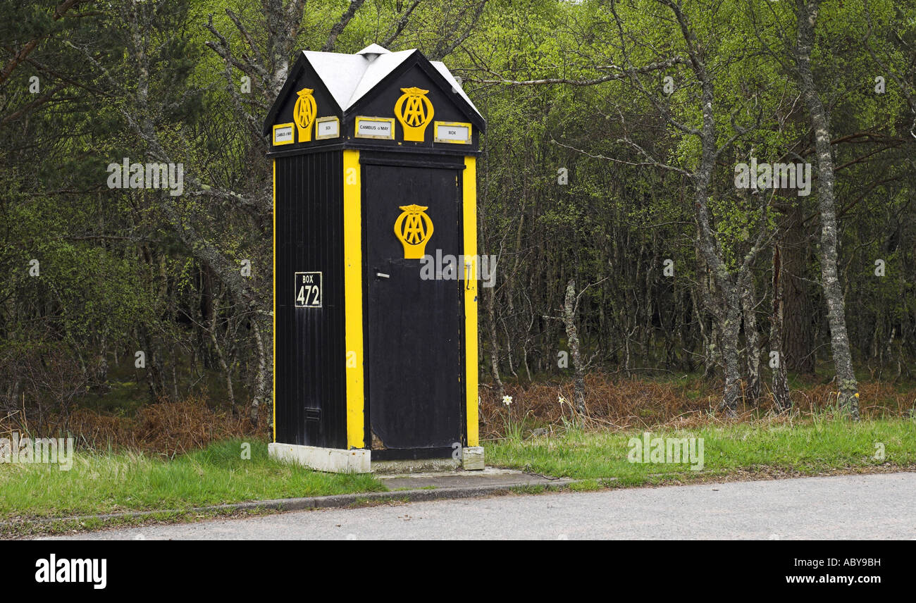 AA roadside telephone box near the village of Dinnet in Aberdeenshire ...