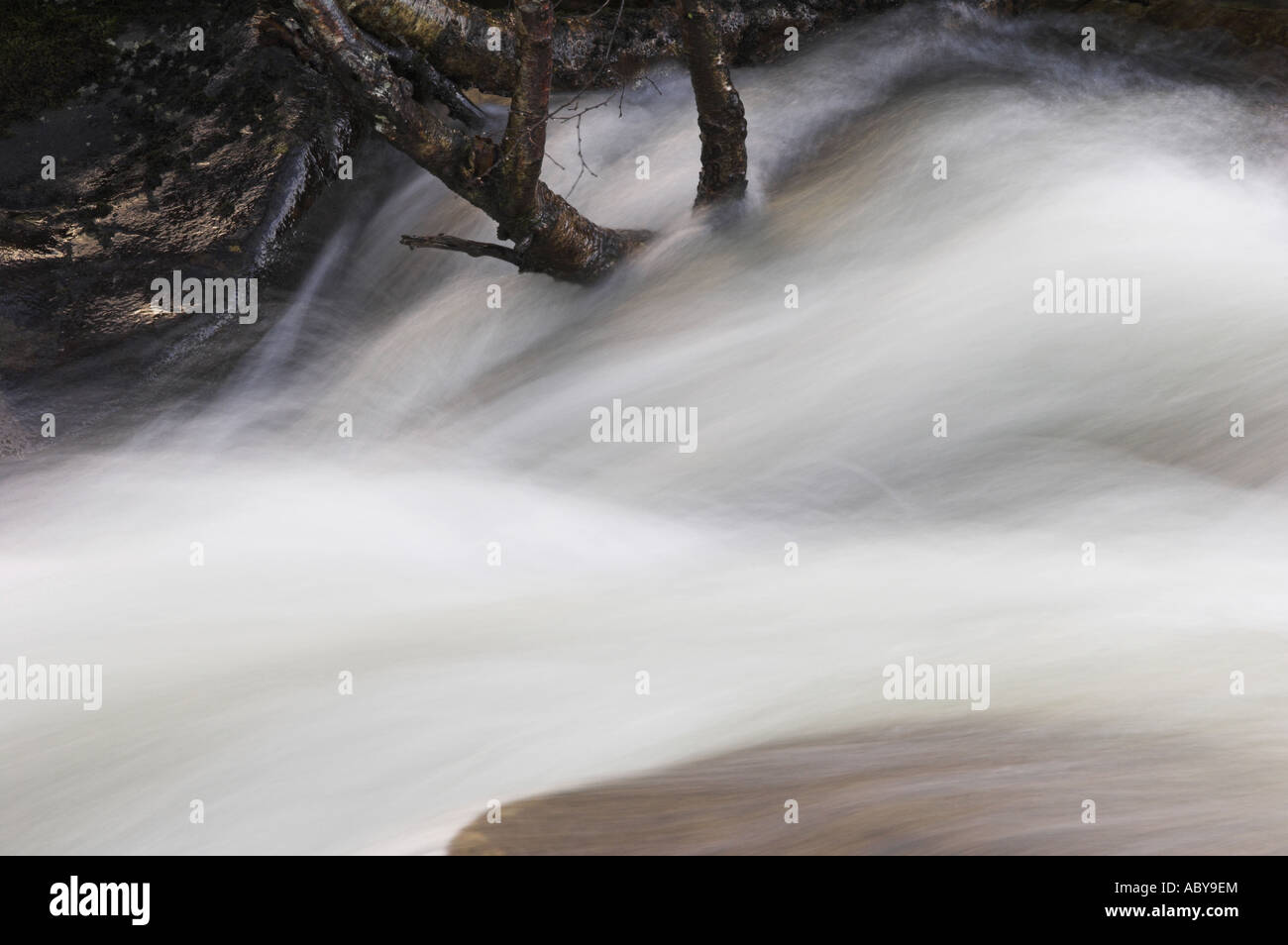A Cairngorm river in spate, the River Quoich near Braemar, Scotland ...