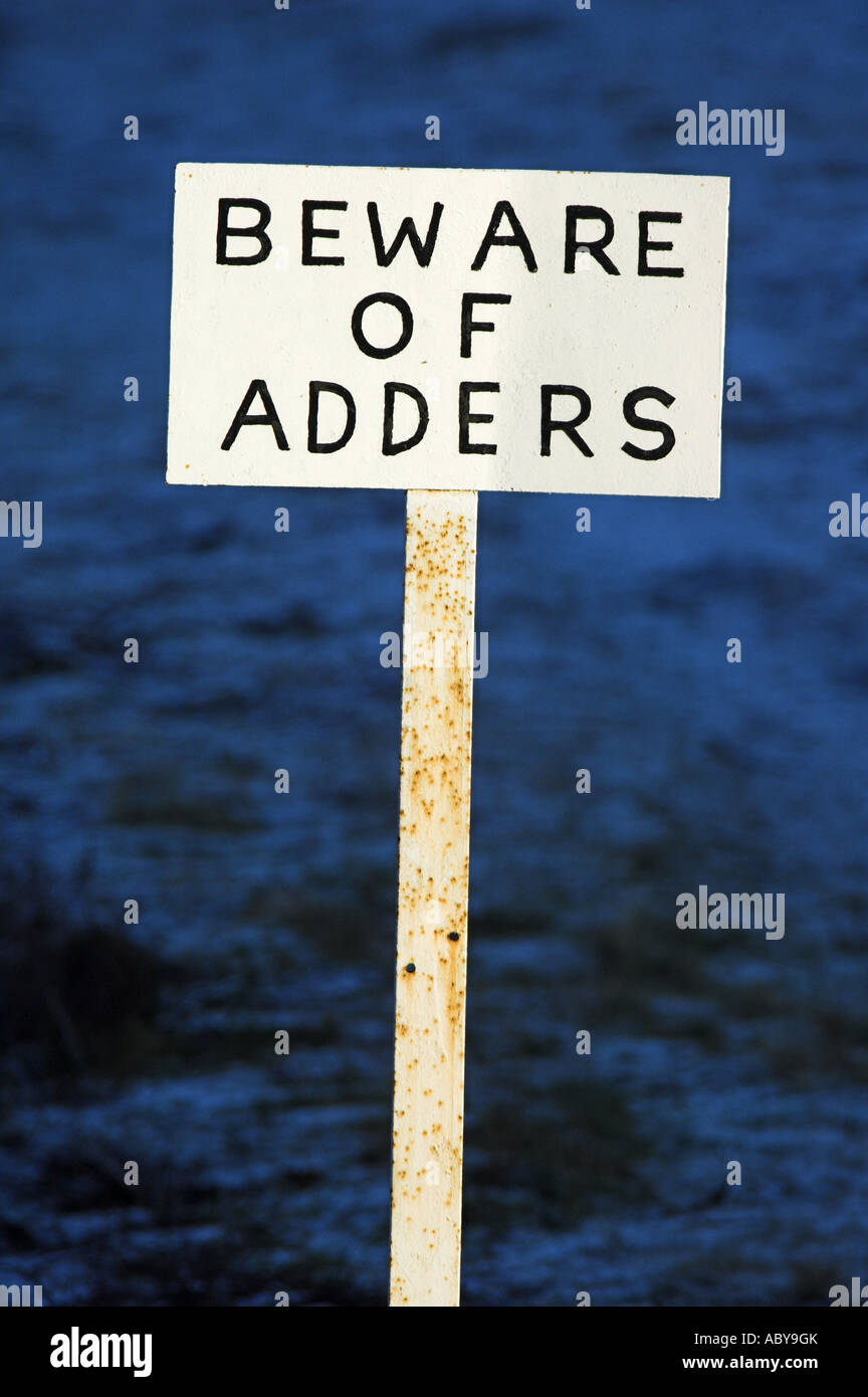 Beware of Adders warning sign on a sporting estate in the Scottish ...
