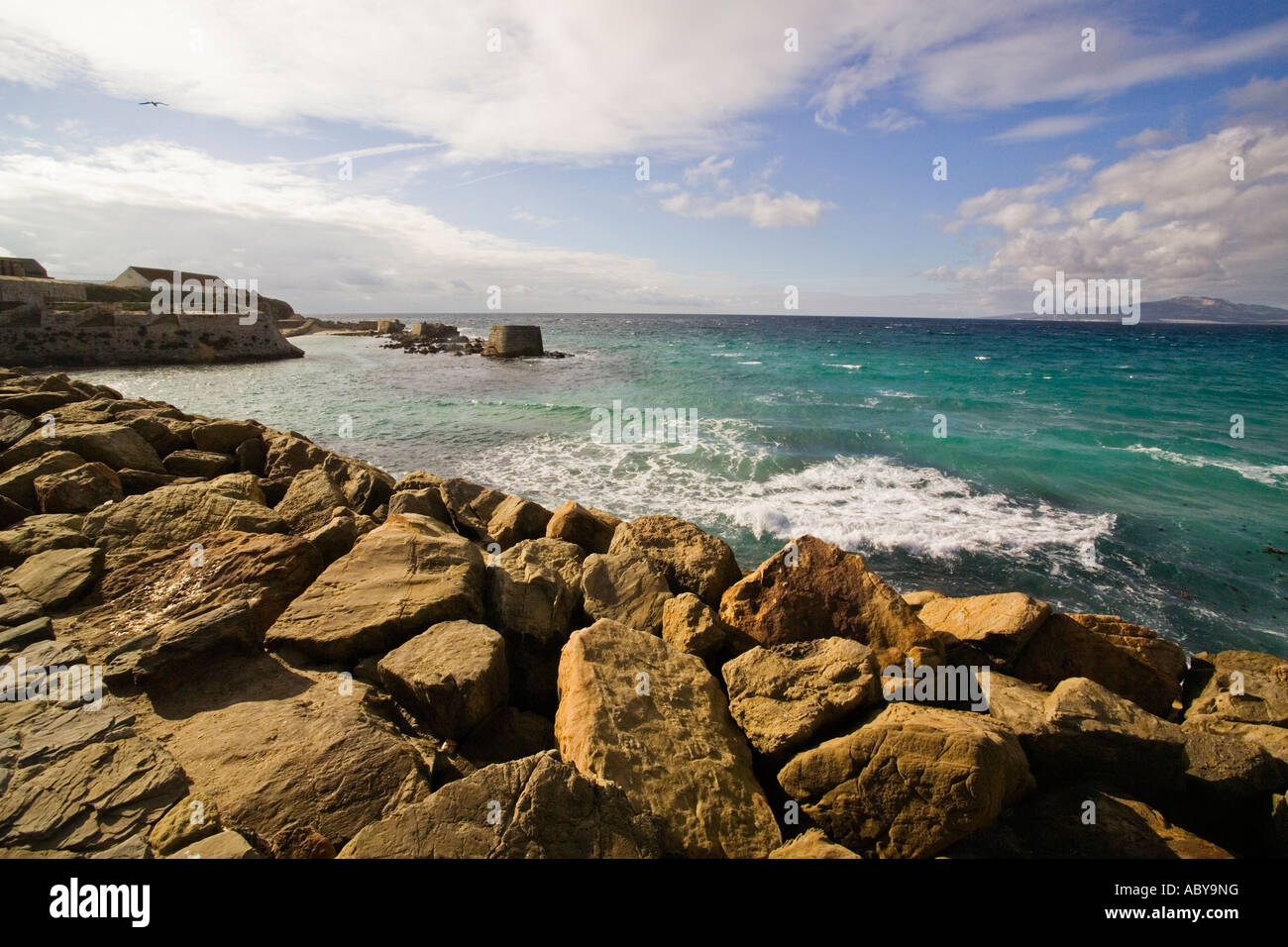 view of the sea from the causeway Tarifa Stock Photo - Alamy
