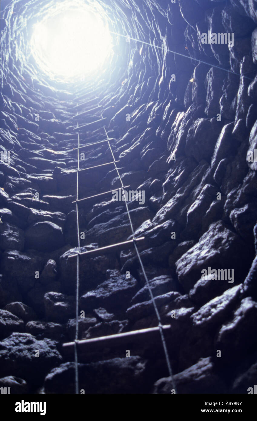 Inside the antique well Stock Photo - Alamy