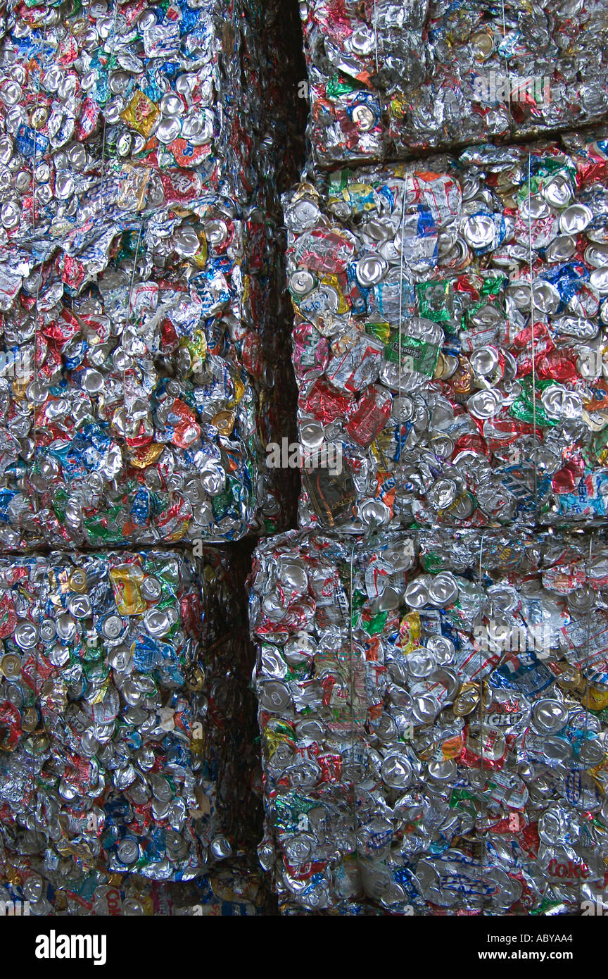 bales of aluminum cans for recycling Stock Photo - Alamy