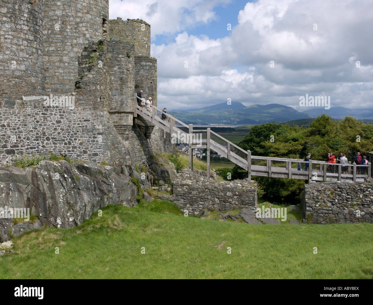 Harlech Castle in North Wales, the entrance Stock Photo - Alamy