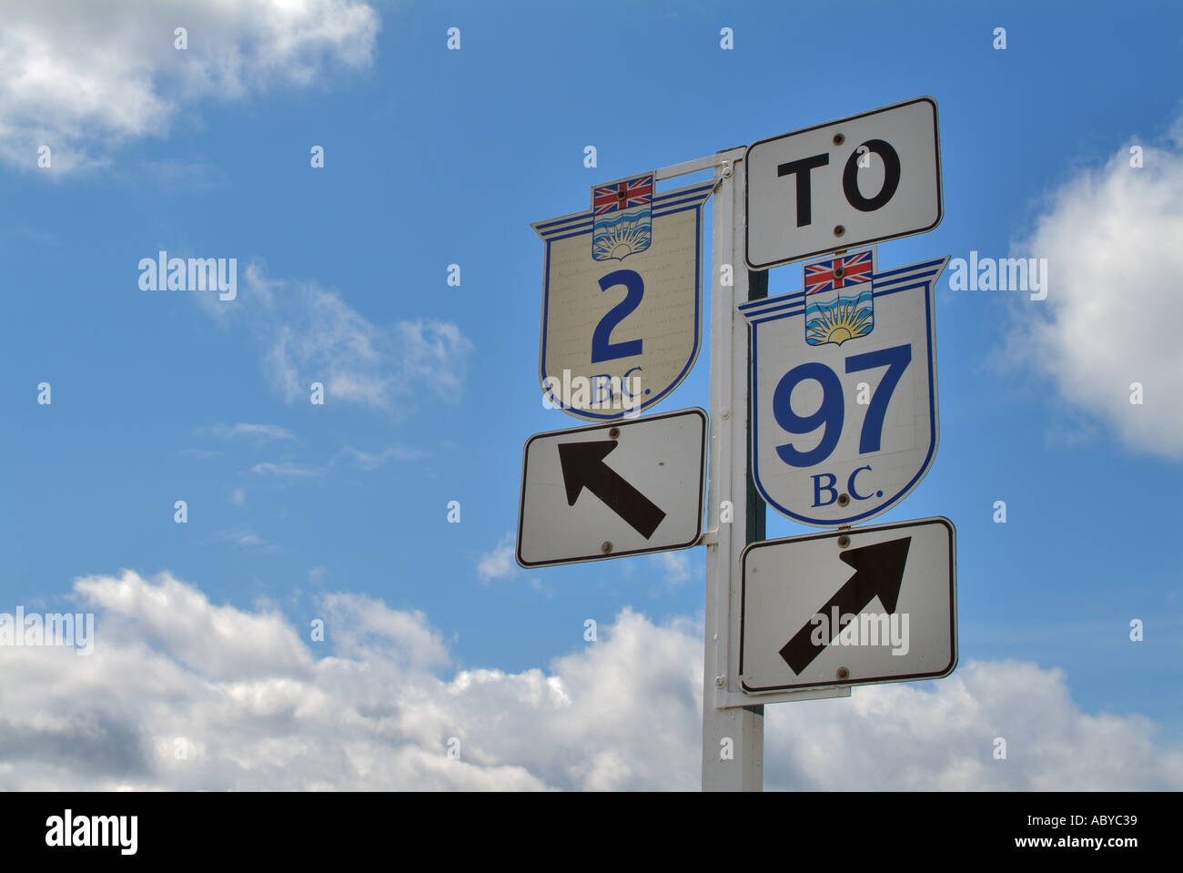 BC Highway Junction sign Dawson Creek Northeastern British Columbia ...