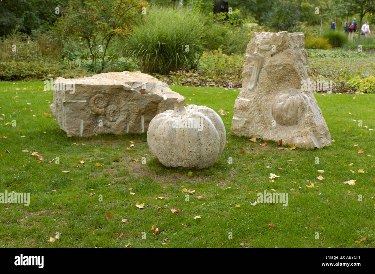Stone sculpture of pumpkins Stock Photo - Alamy