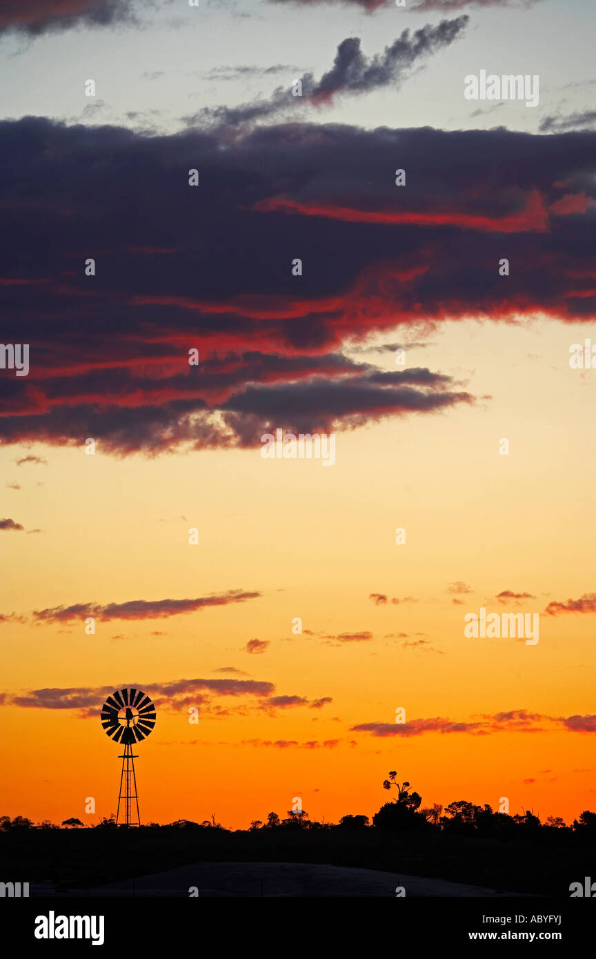 Windmill at Sunset Mungo National Park Outback New South Wales ...