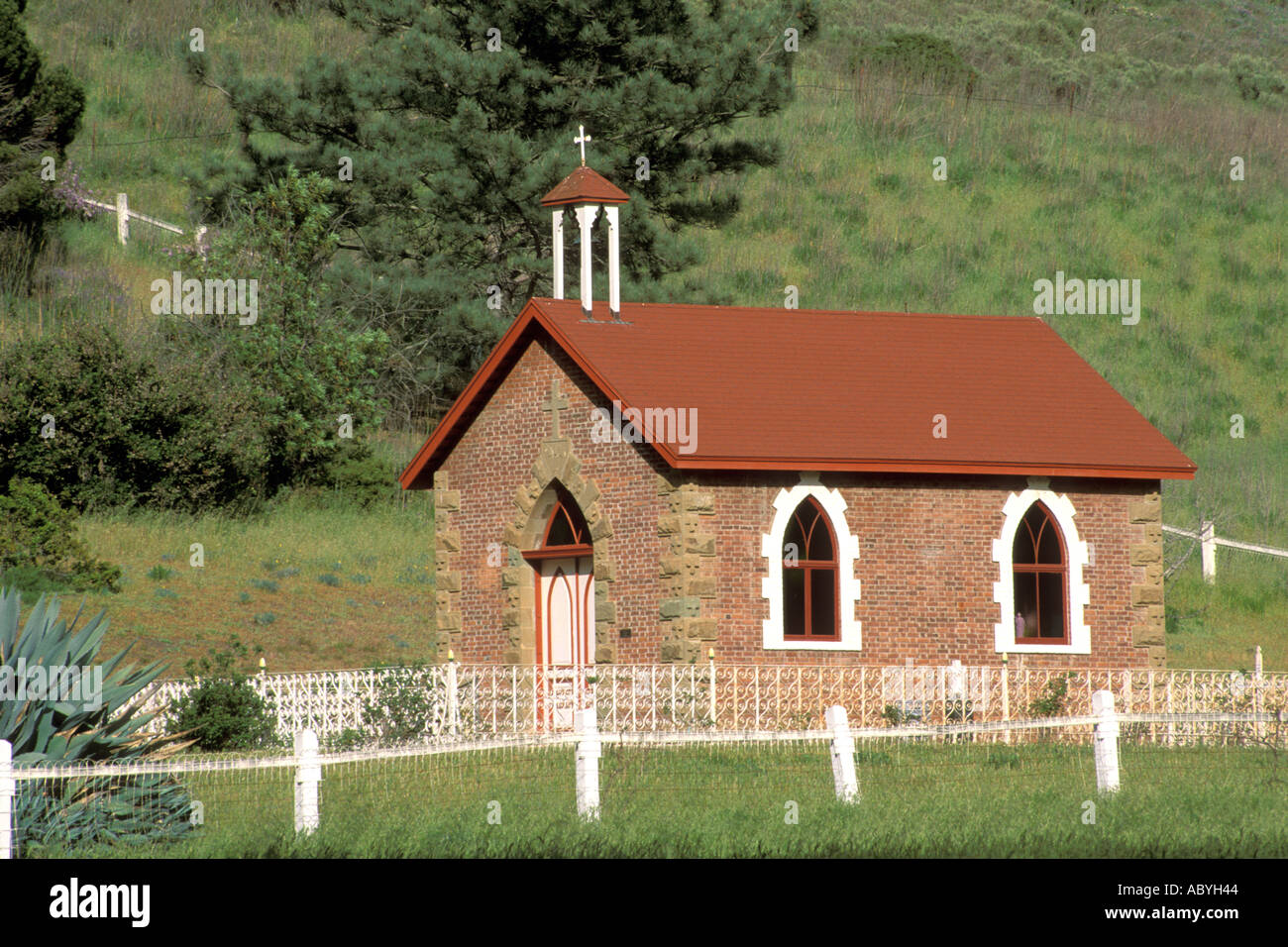 Small brick church at the Main Ranch Santa Cruz Island Channel Islands ...