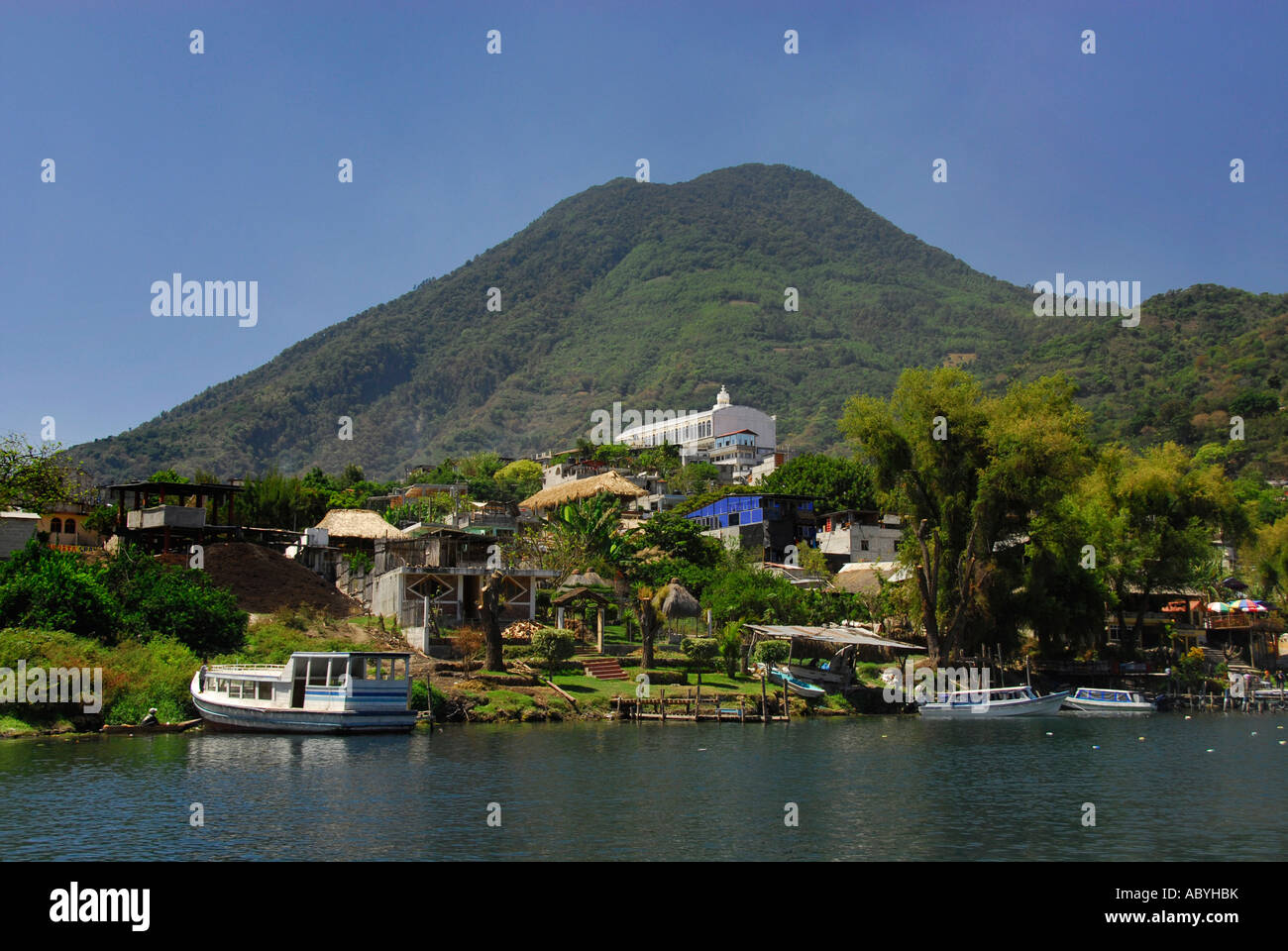 Volcan San Pedro, Lake Atitlan, Guatemala, Central America Stock Photo ...