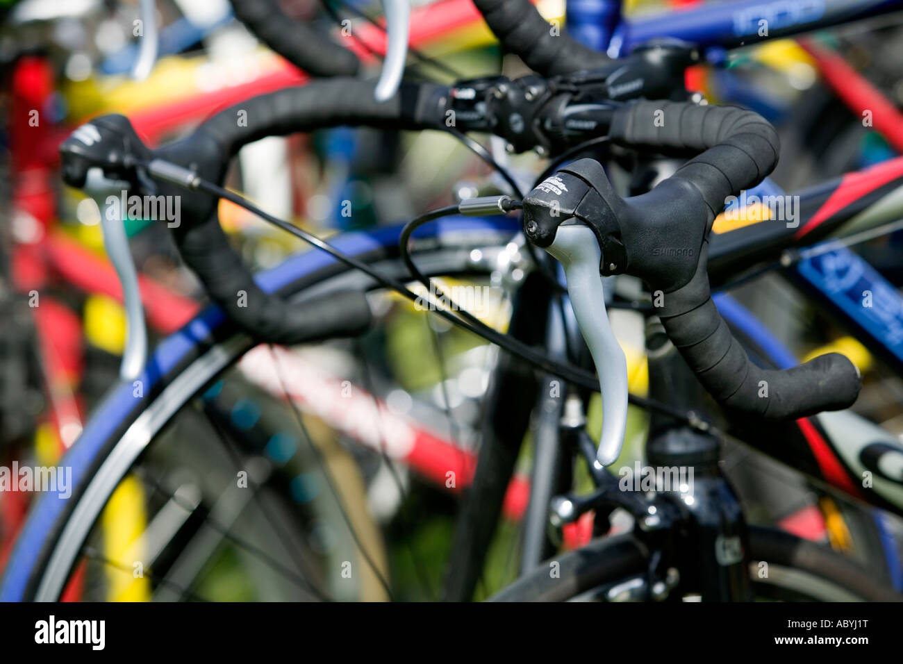Handle bar of racing bike Stock Photo - Alamy