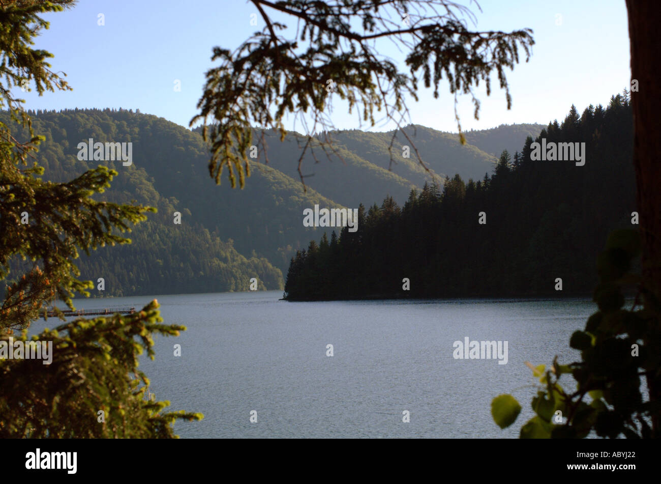 Bicaz Lake on Bistrita Valley hidroelectric complex lake and dam in ...