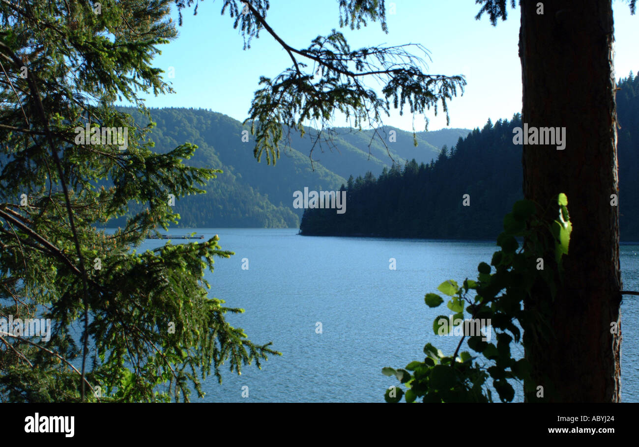 Bicaz Lake on Bistrita Valley hidroelectric complex lake and dam in ...