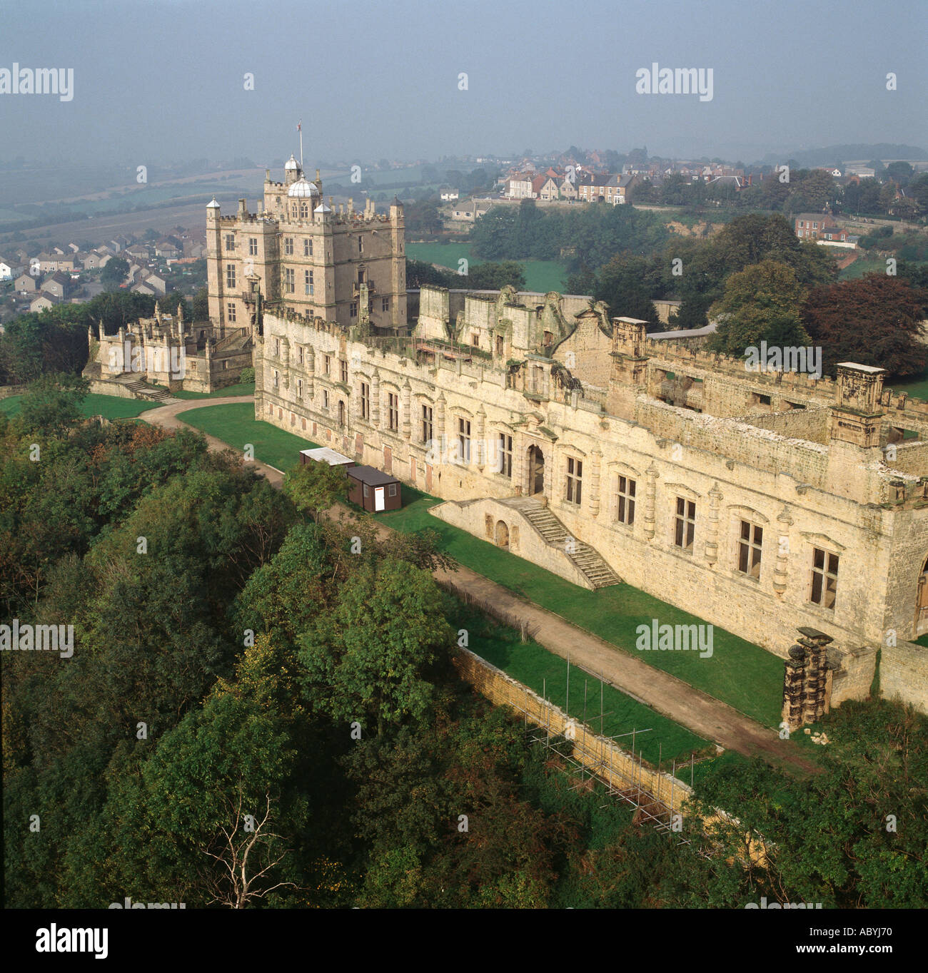 Bolsover Castle Derbyshire UK aerial view Stock Photo - Alamy