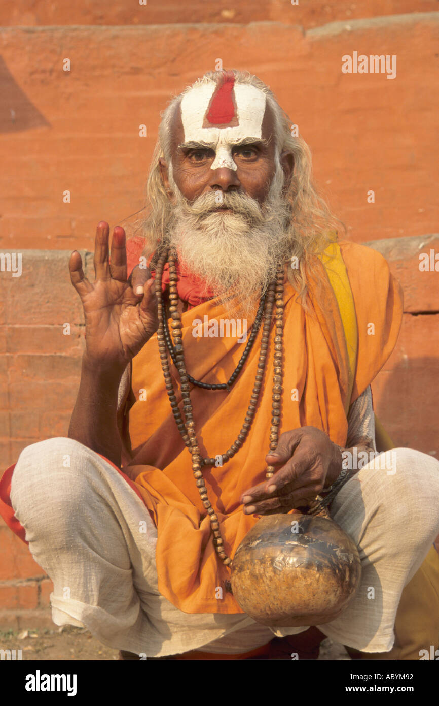Nepal Kathmandu holy man Stock Photo - Alamy