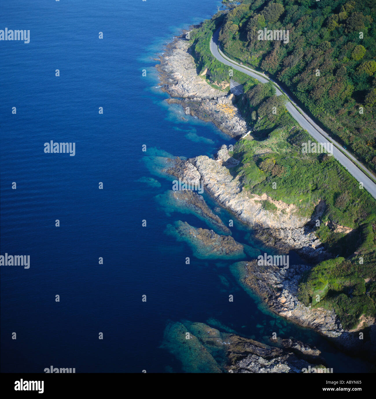 Coastal road Cornwall UK aerial view Stock Photo - Alamy