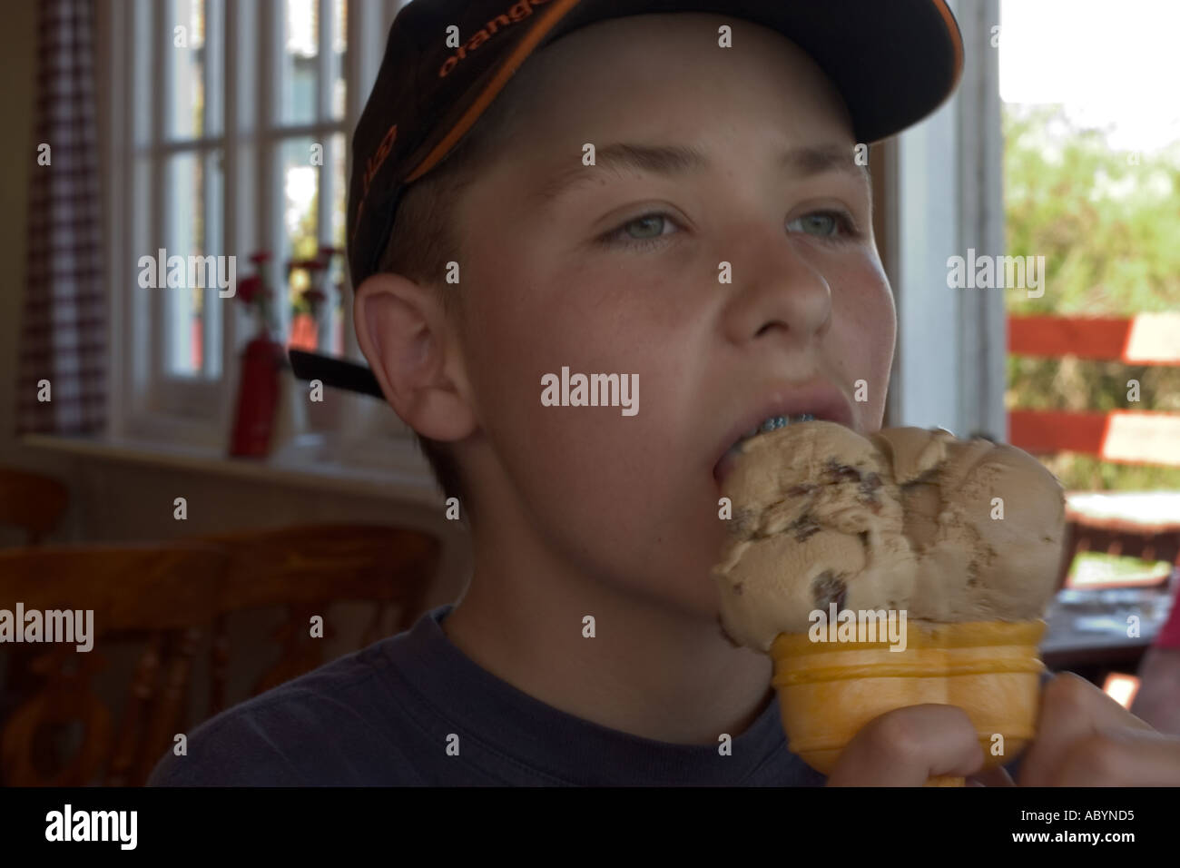 Boy with Icecream Stock Photo - Alamy