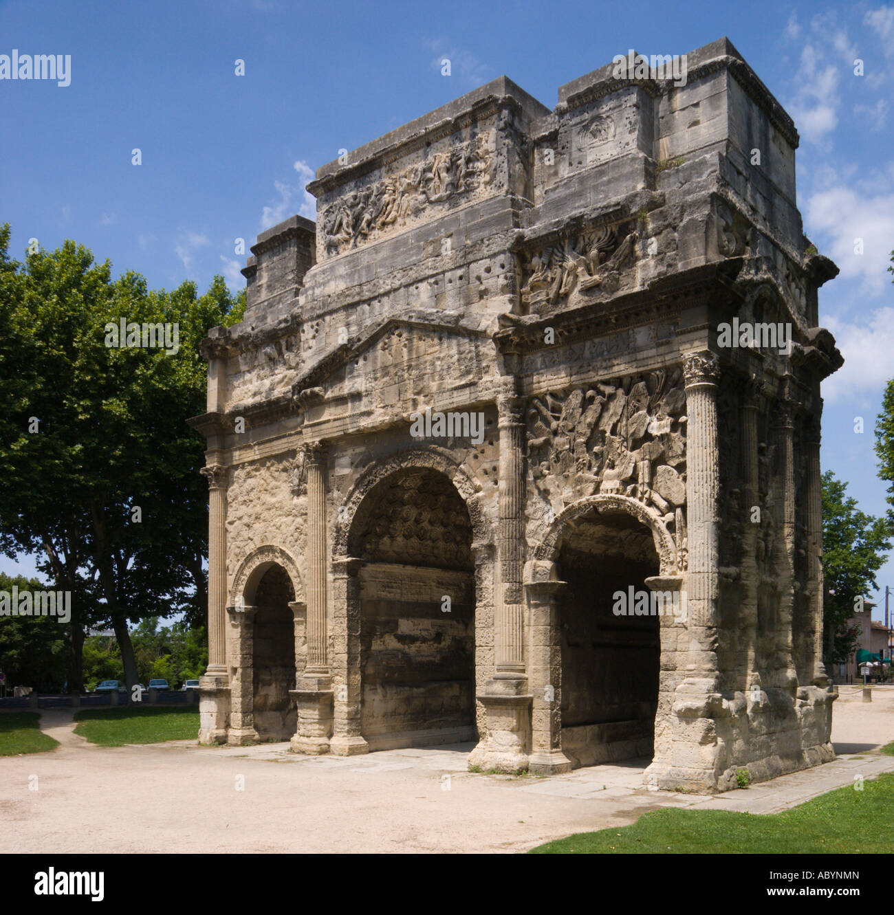 Roman Arc de Triomphe triumphal arch at Orange Provence France Stock ...