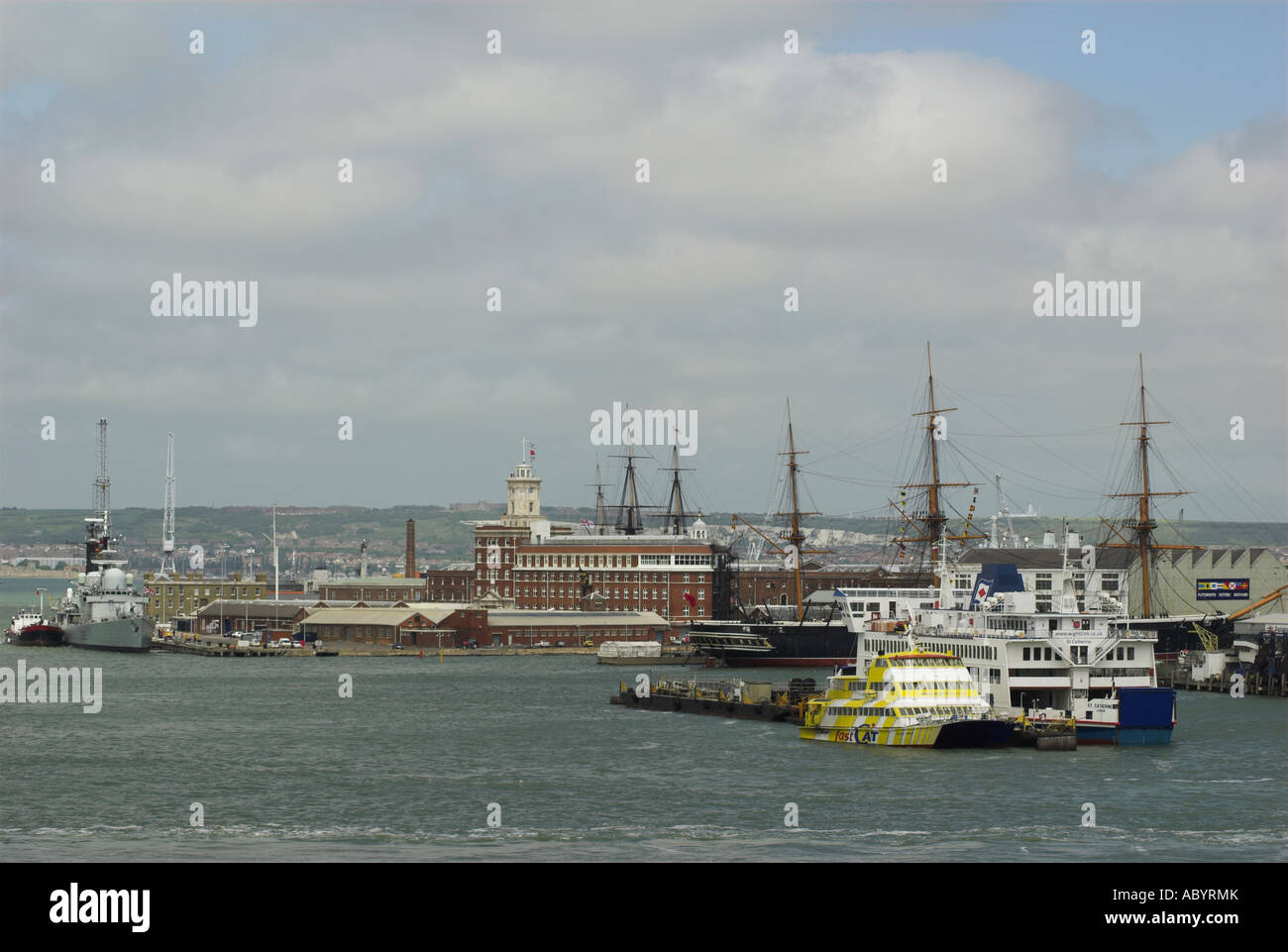 An elevated view of part of Portsmouth Harbour Stock Photo - Alamy