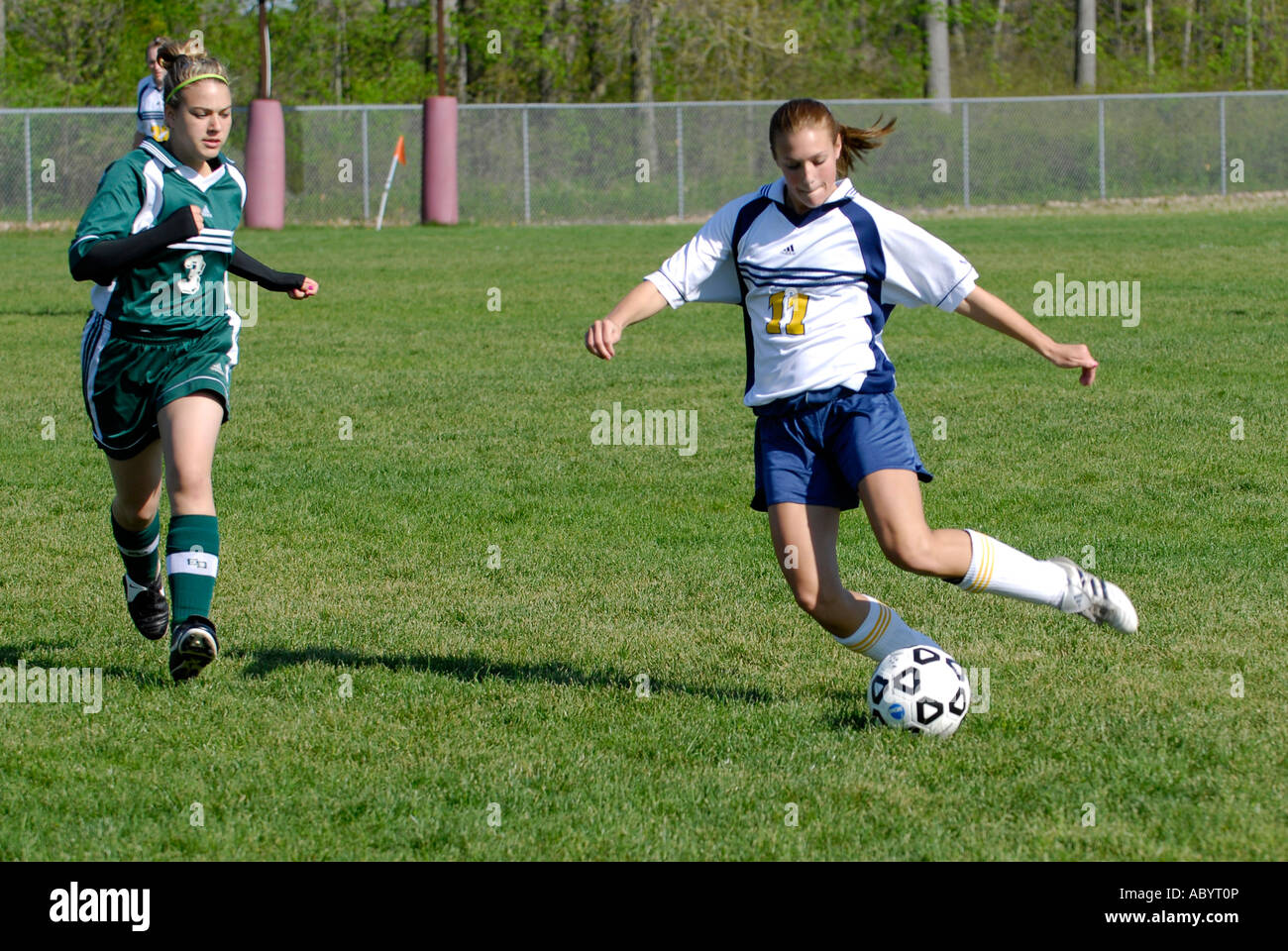Girls soccer kick hi-res stock photography and images - Alamy