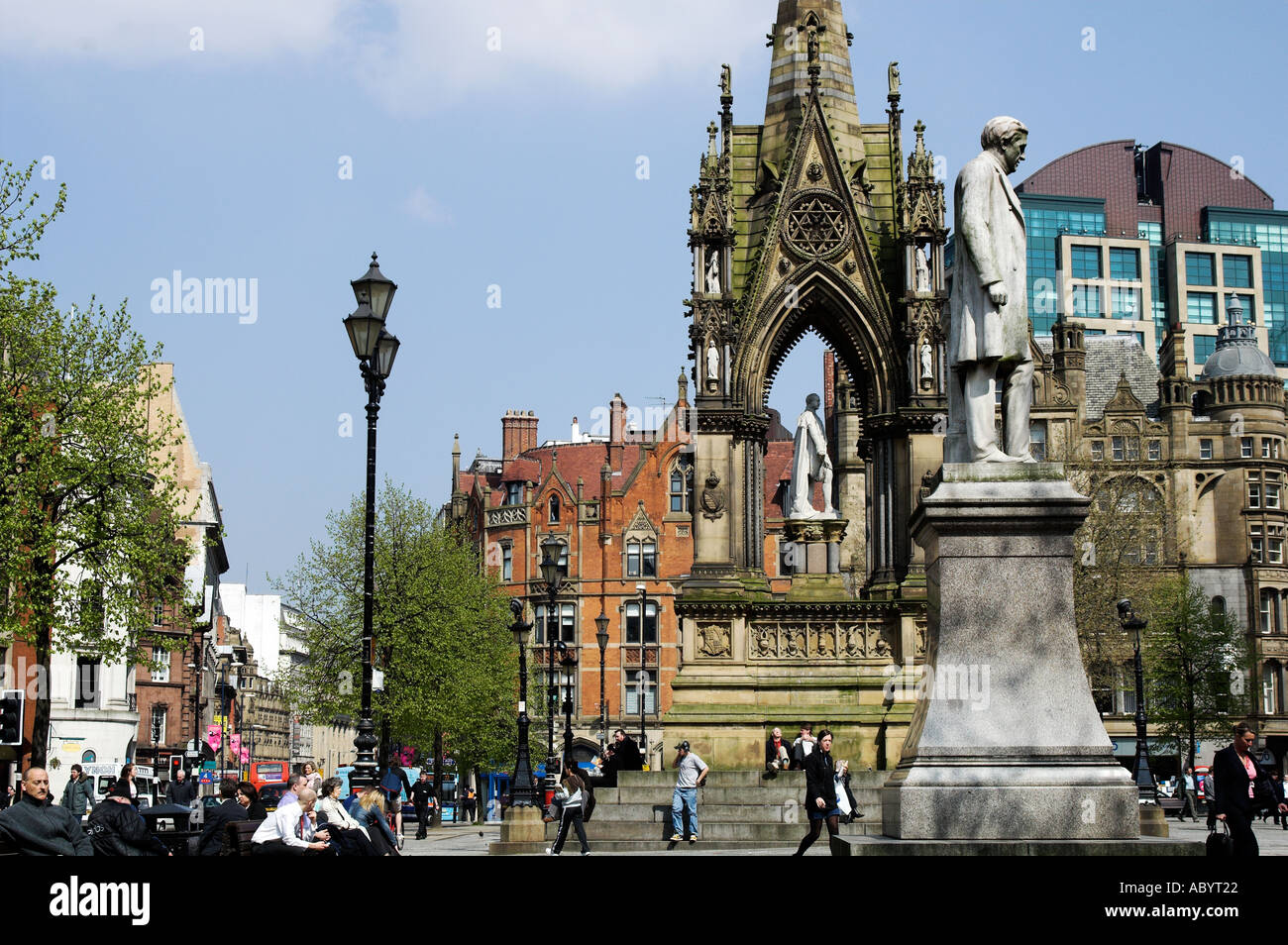 Manchester City Centre Manchester People in Albert Square Stock Photo ...