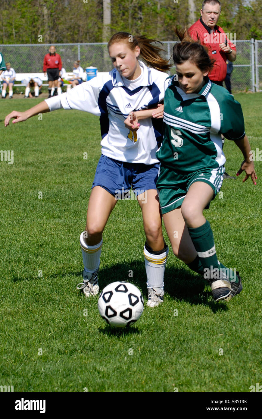 Girls high school soccer action Stock Photo - Alamy