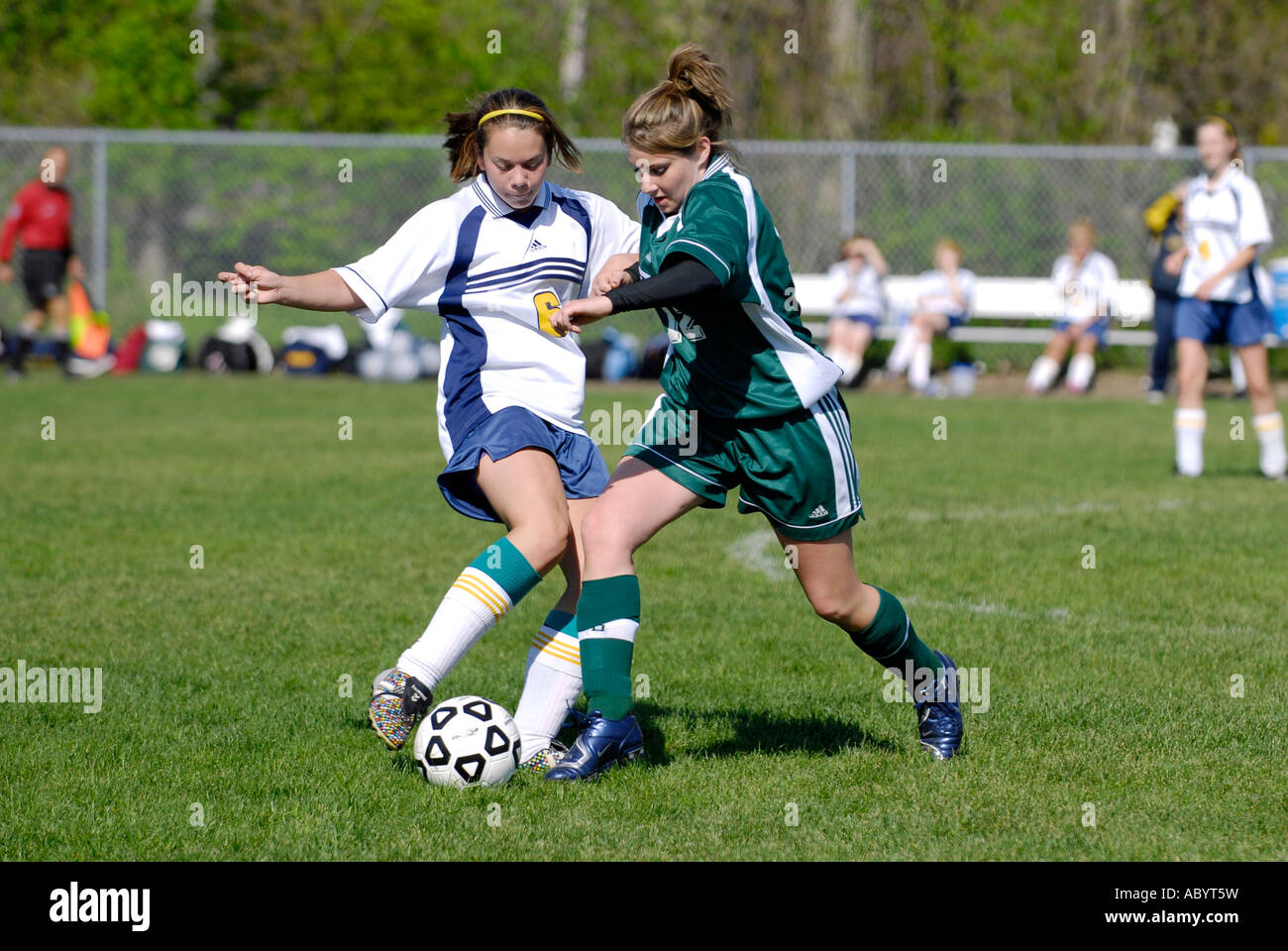 Girls high school soccer action Stock Photo - Alamy