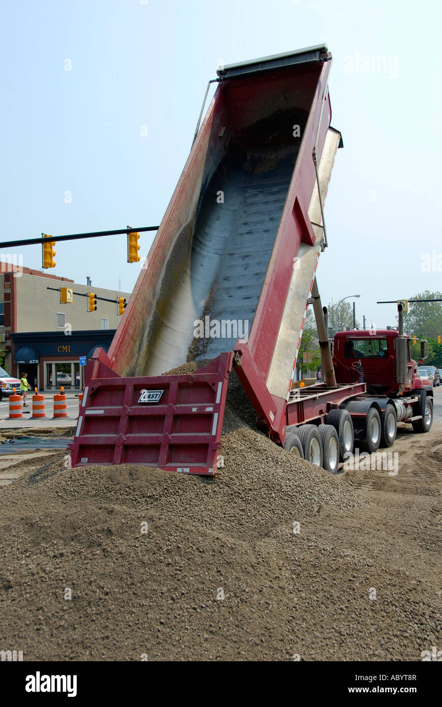 large industrial dump truck road making machinery and equipment is used ...