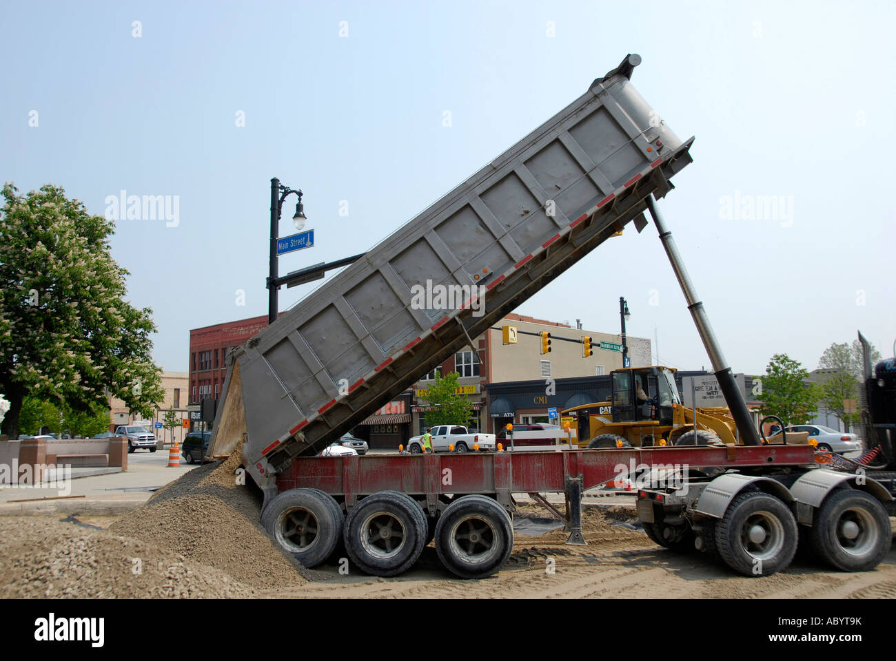 large industrial dump truck road making machinery and equipment is used ...