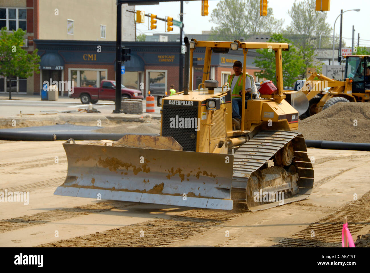 large industrial bulldozer road making machinery and equipment is used ...