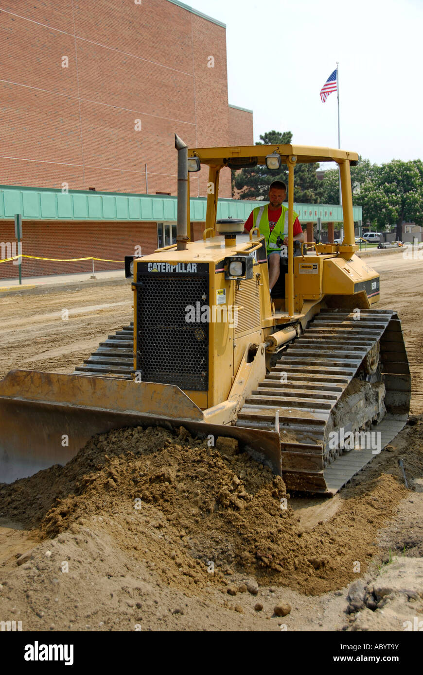 large industrial bulldozer road making machinery and equipment is used ...