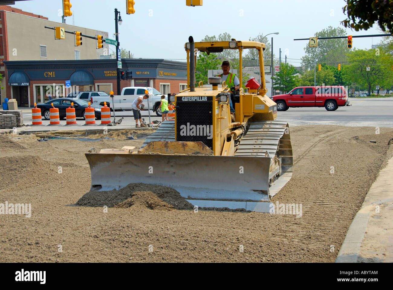 large industrial bulldozer road making machinery and equipment is used ...