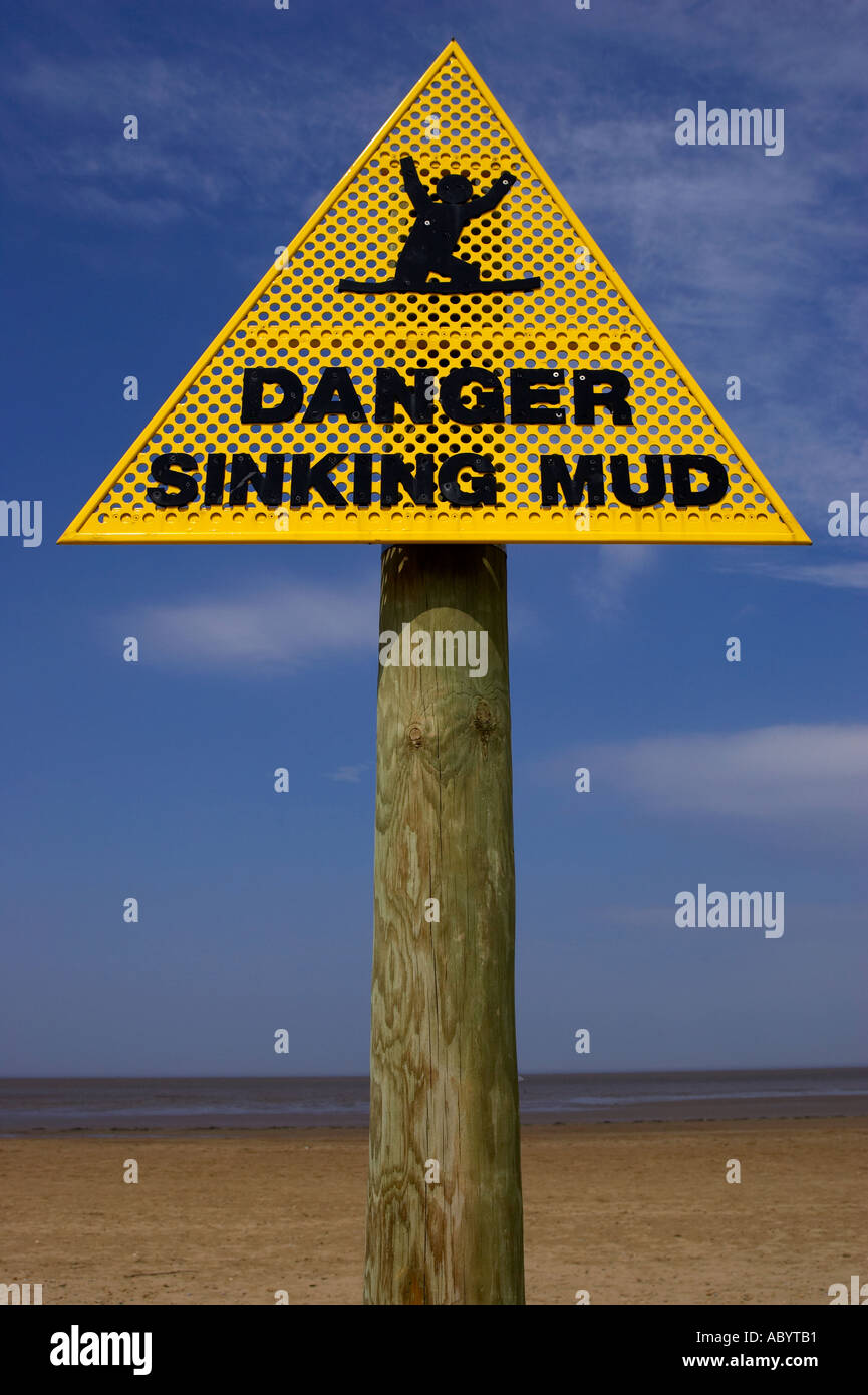 Danger sinking mud sign sand point beach weston super mare somerset ...