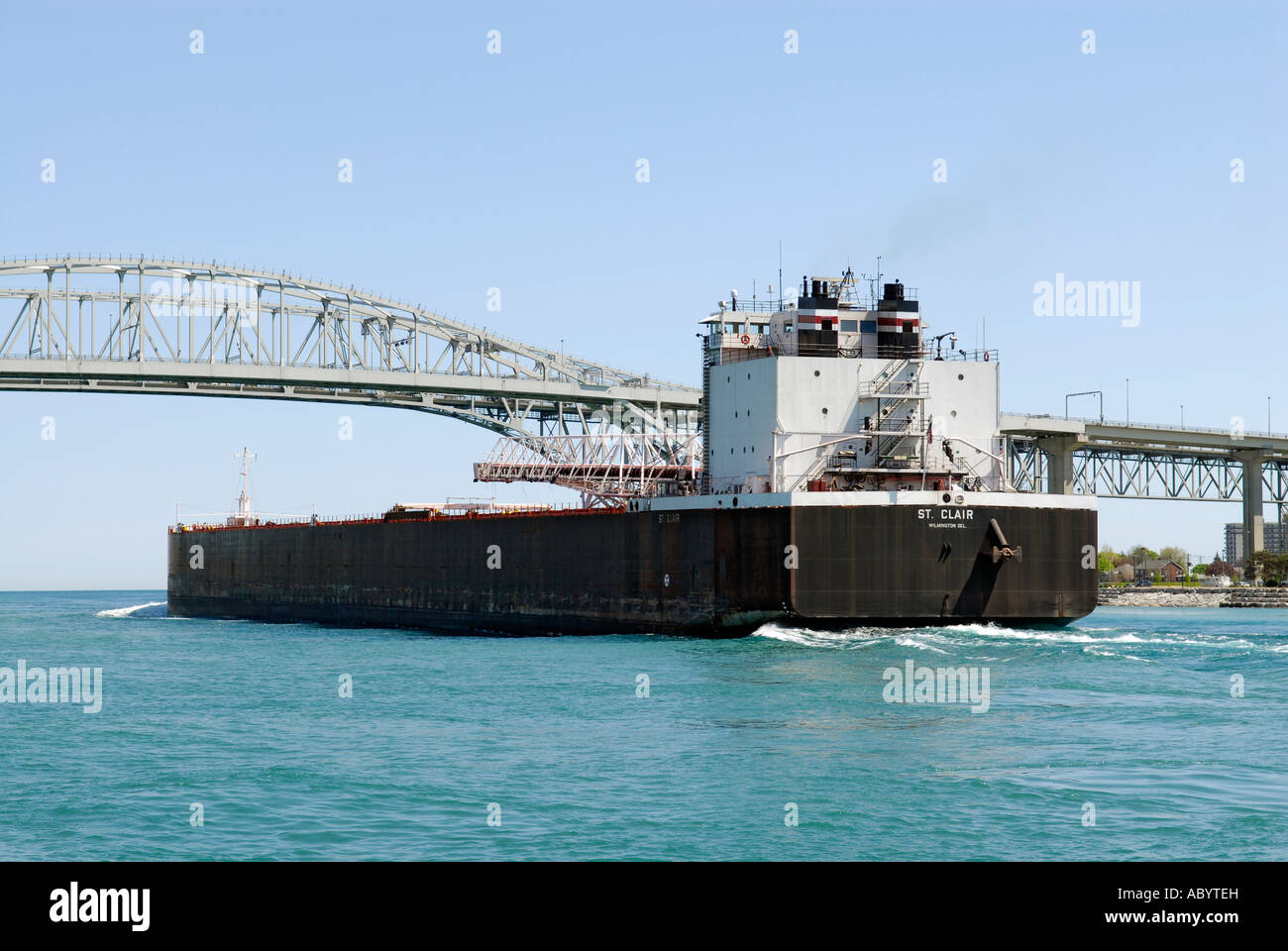 Great Lakes Freighter transports goods and materials on the St Clair ...