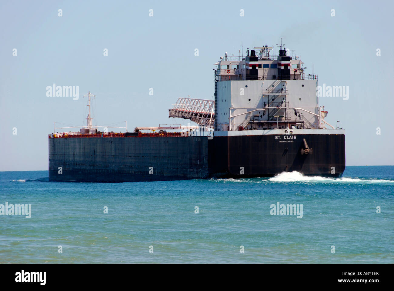 Great Lakes Freighter transports goods and materials on the St Clair ...
