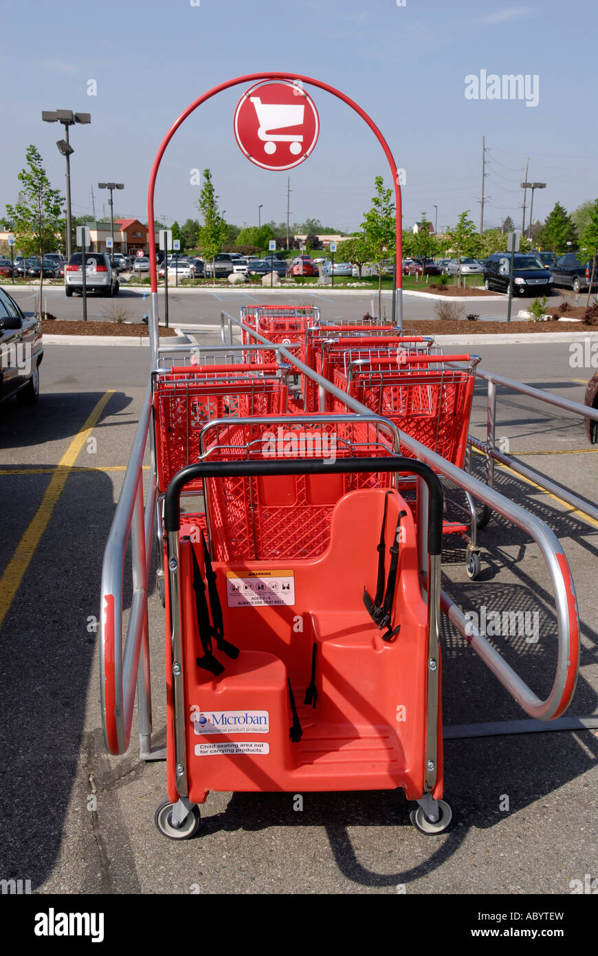 Shopping carts in a collection area outside of a grocery store Stock ...
